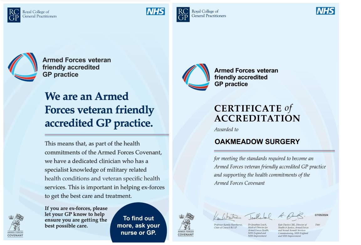 Armed Forces Veteran Friendly Practice • Oakmeadow Surgery